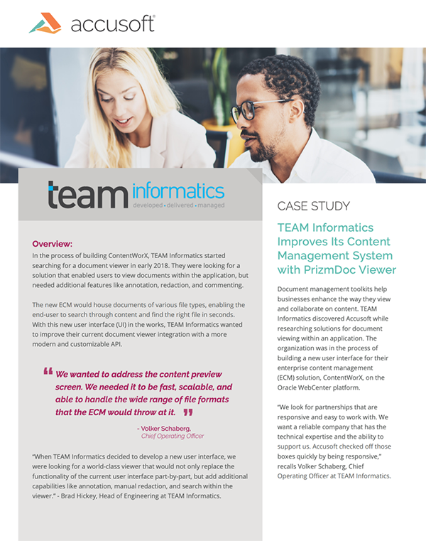 TEAM Informatics Improves Its Content Management System with PrizmDoc ...